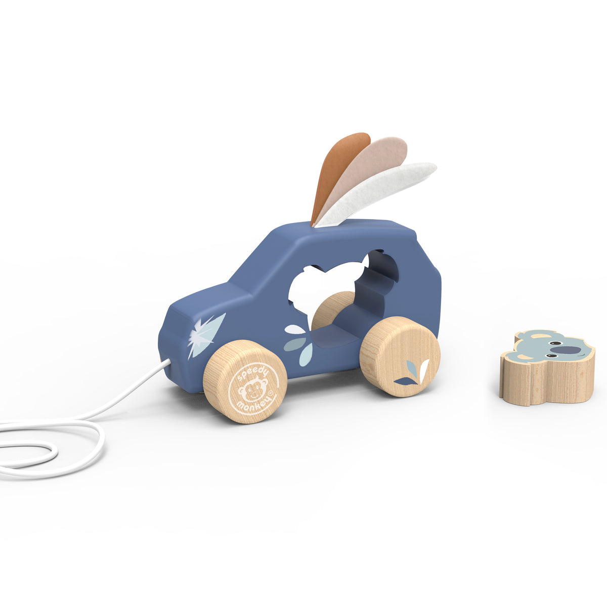 Speedy Monkey Pull Along Car | Raspberry Lane – Raspberry Lane Boutique